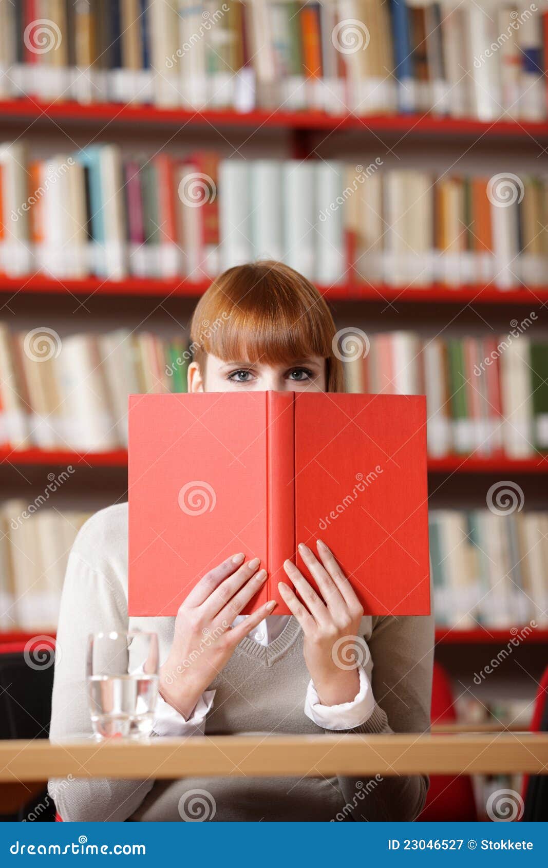 Girl Hiding Behind the Book Stock Image - Image of education ...