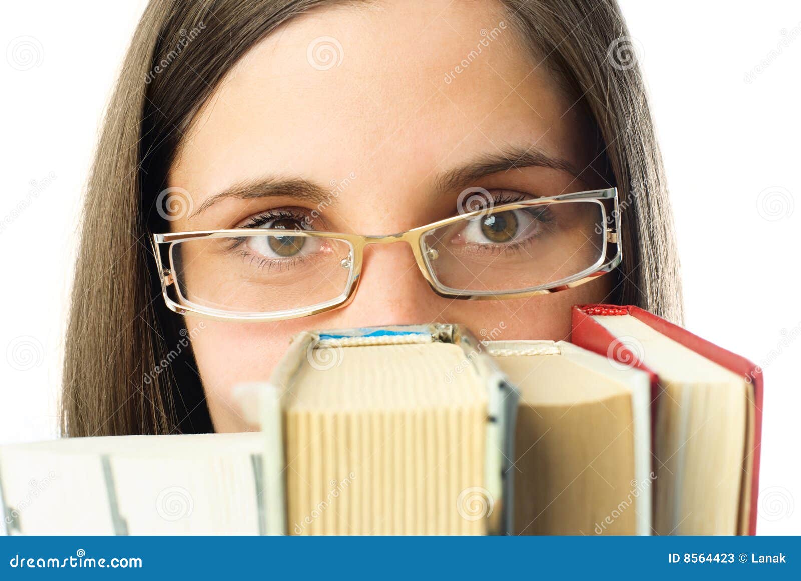 Girl Hiding Behind the Books Stock Image - Image of education, prepare ...