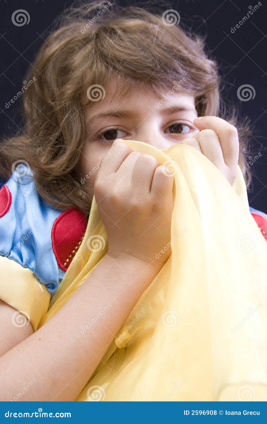 Girl hiding behind fabric stock photo. Image of costume - 2596908