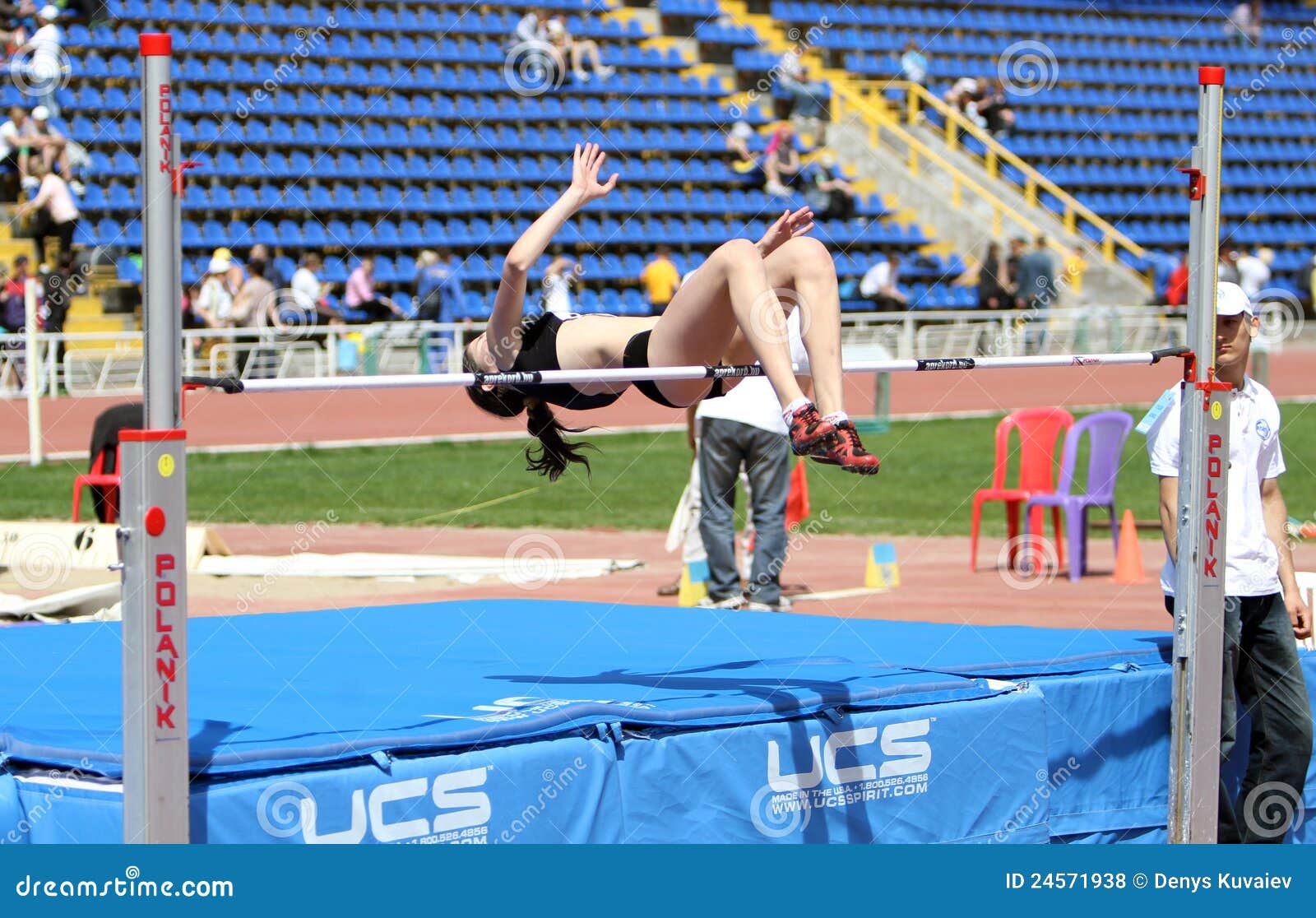 Girl on the high jump editorial stock photo. Image of champion - 24571938