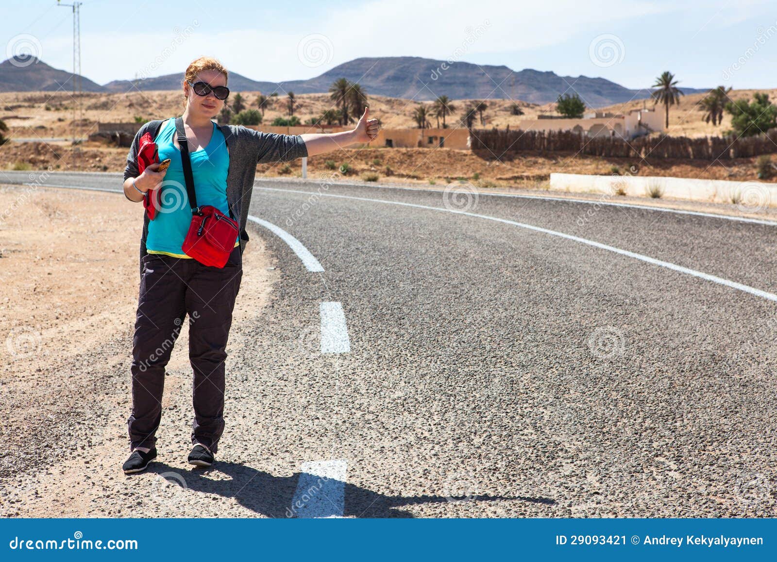 Girl hitching car stock image. Image of lift, girl, roadside - 29093421