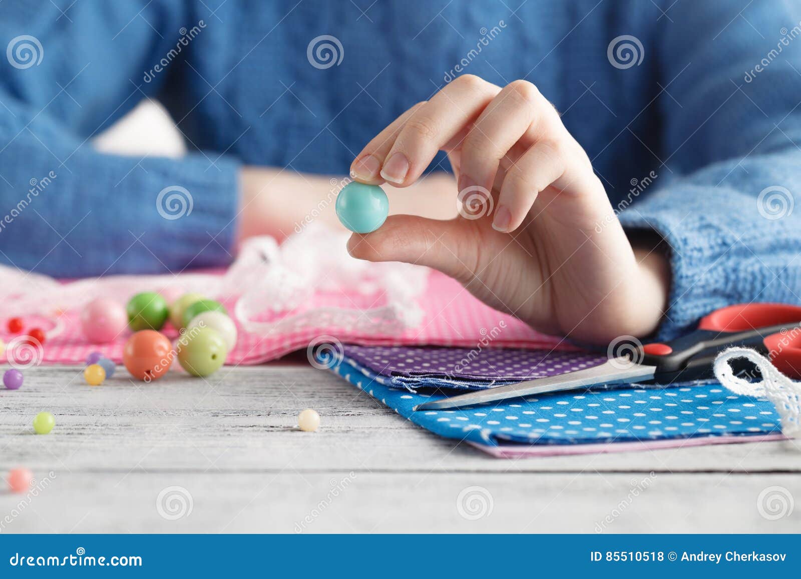 Girl Hold Bead Ready To Sew Stock Photo - Image of lace, handicraft ...