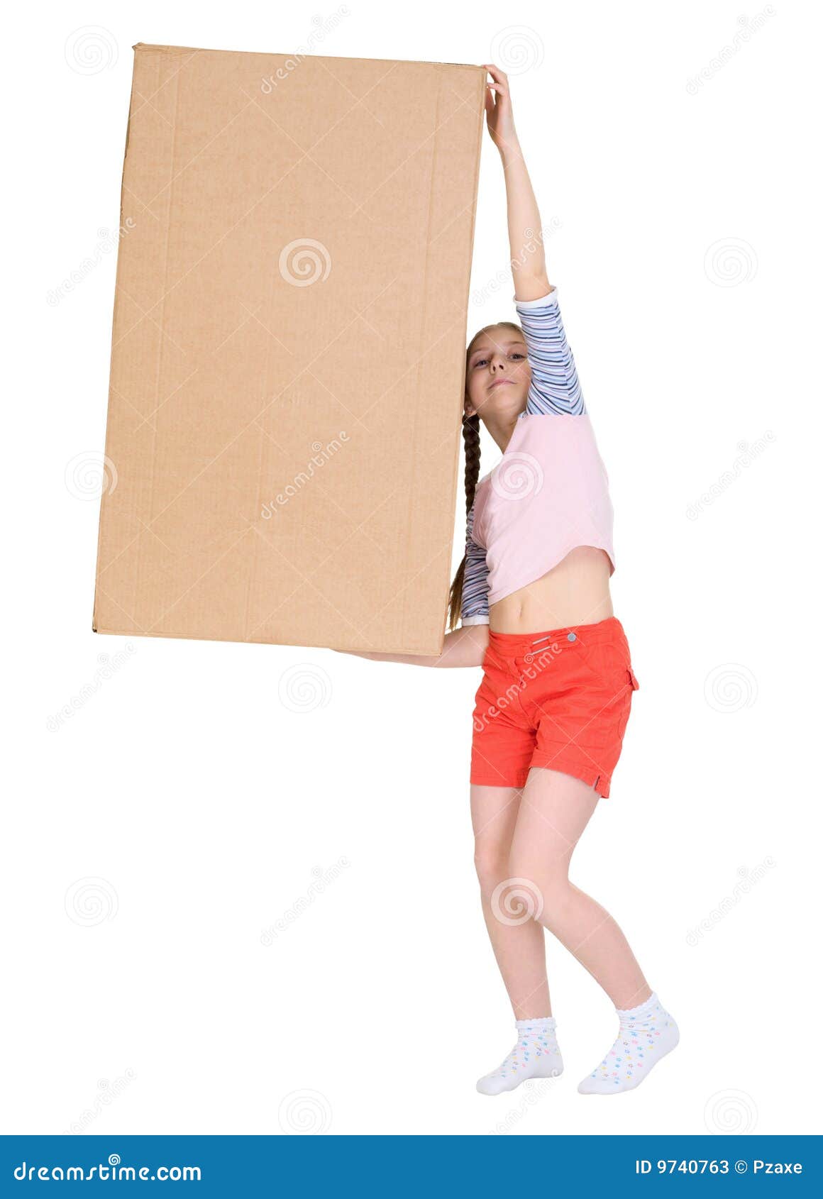 Girl Hold Heavy Cardboard Box Stock Image - Image of storage, female ...