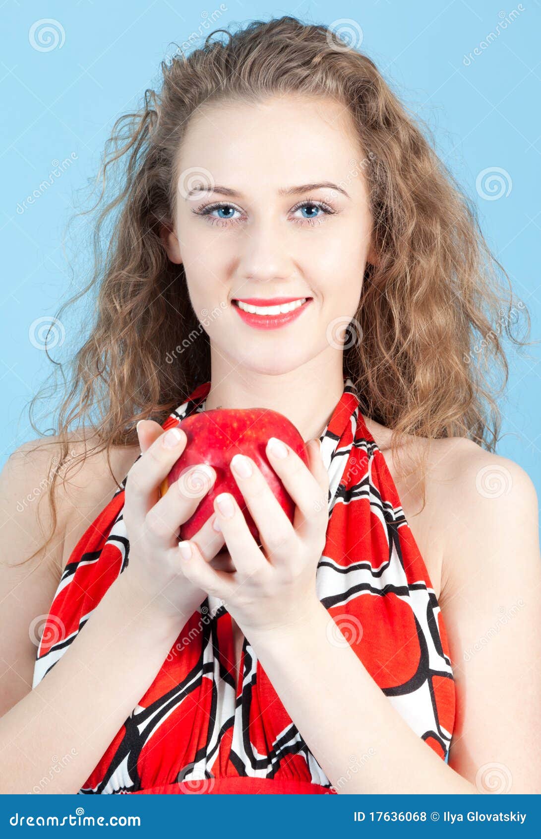 Girl holding an apple stock photo. Image of beauty, caucasian - 17636068