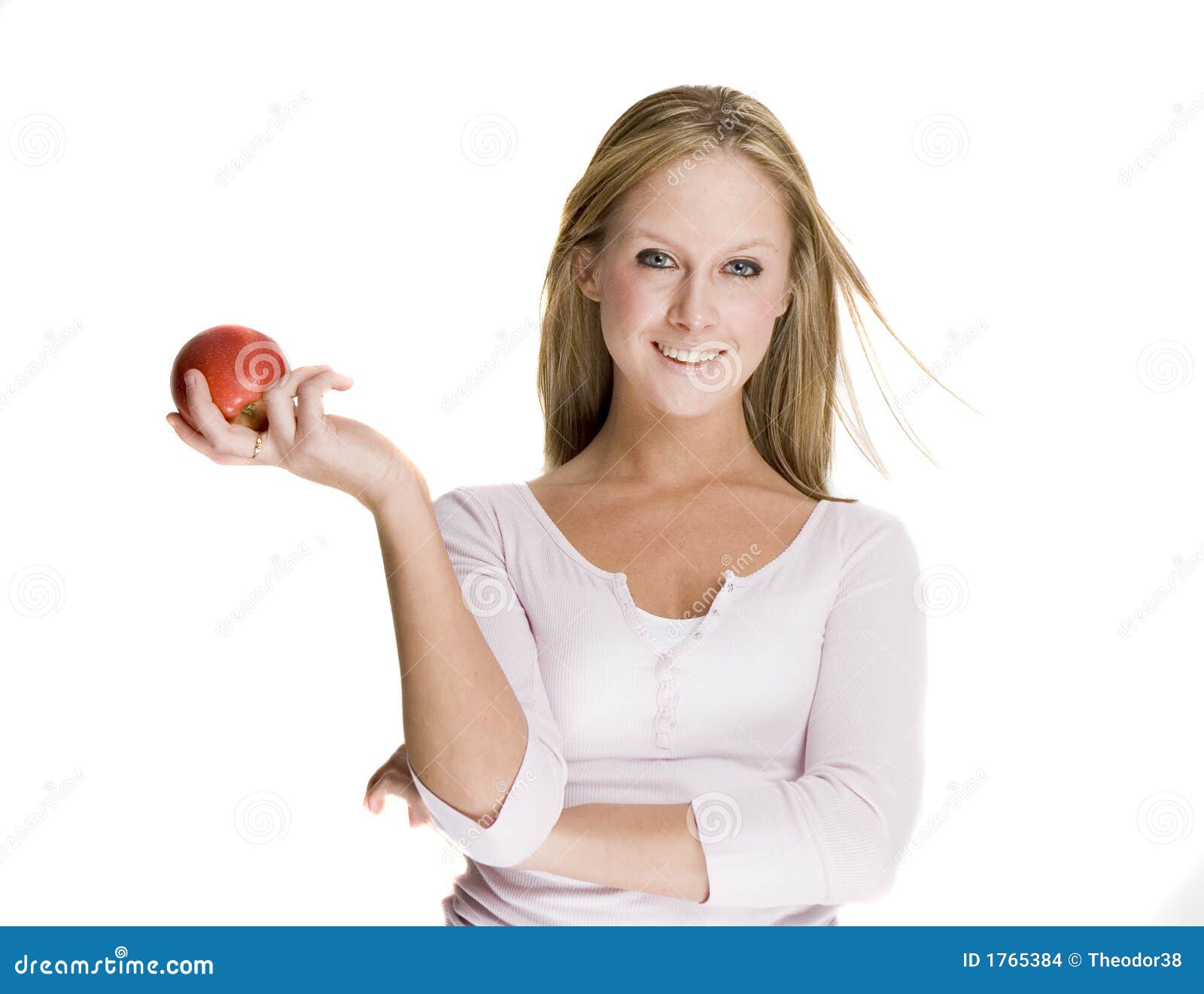 Girl holding an apple stock photo. Image of female, purity - 1765384