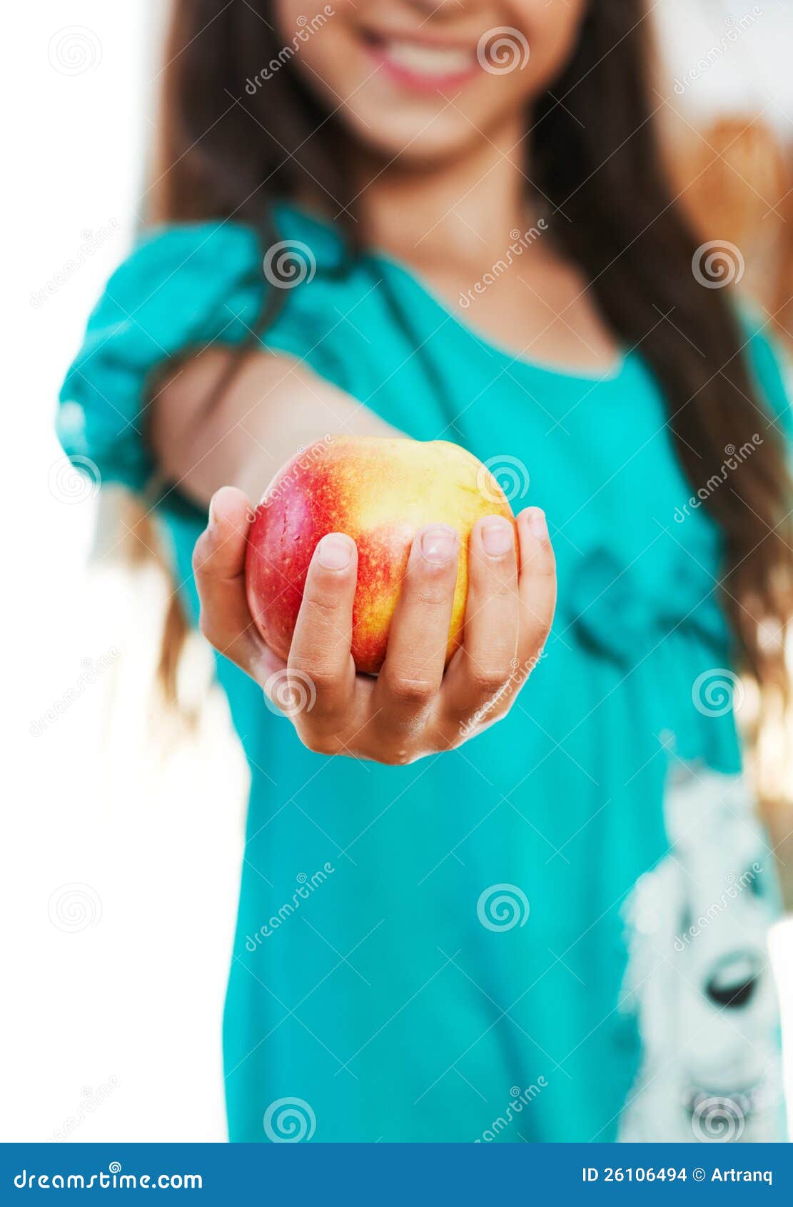 The Girl is Holding the Apple Stock Photo - Image of beautiful, dieting ...
