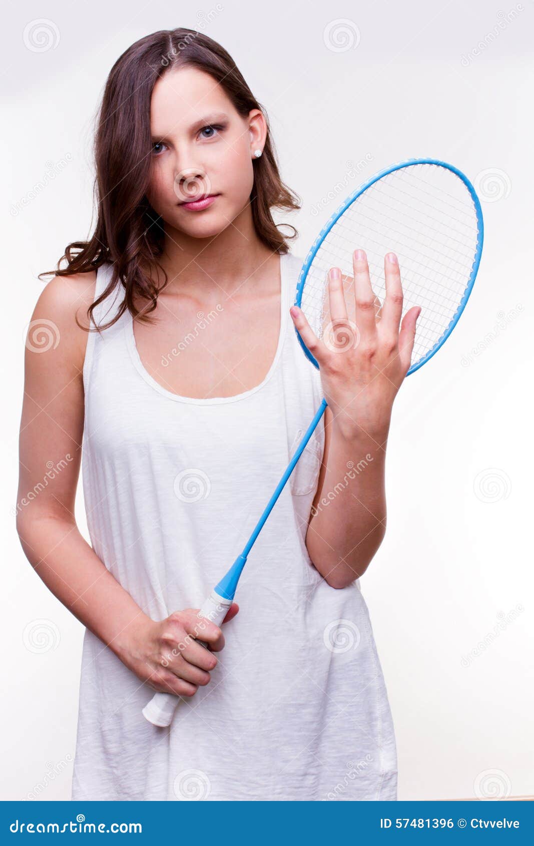 Girl Holding Badminton Racket Stock Photo - Image of isolated, exercise ...