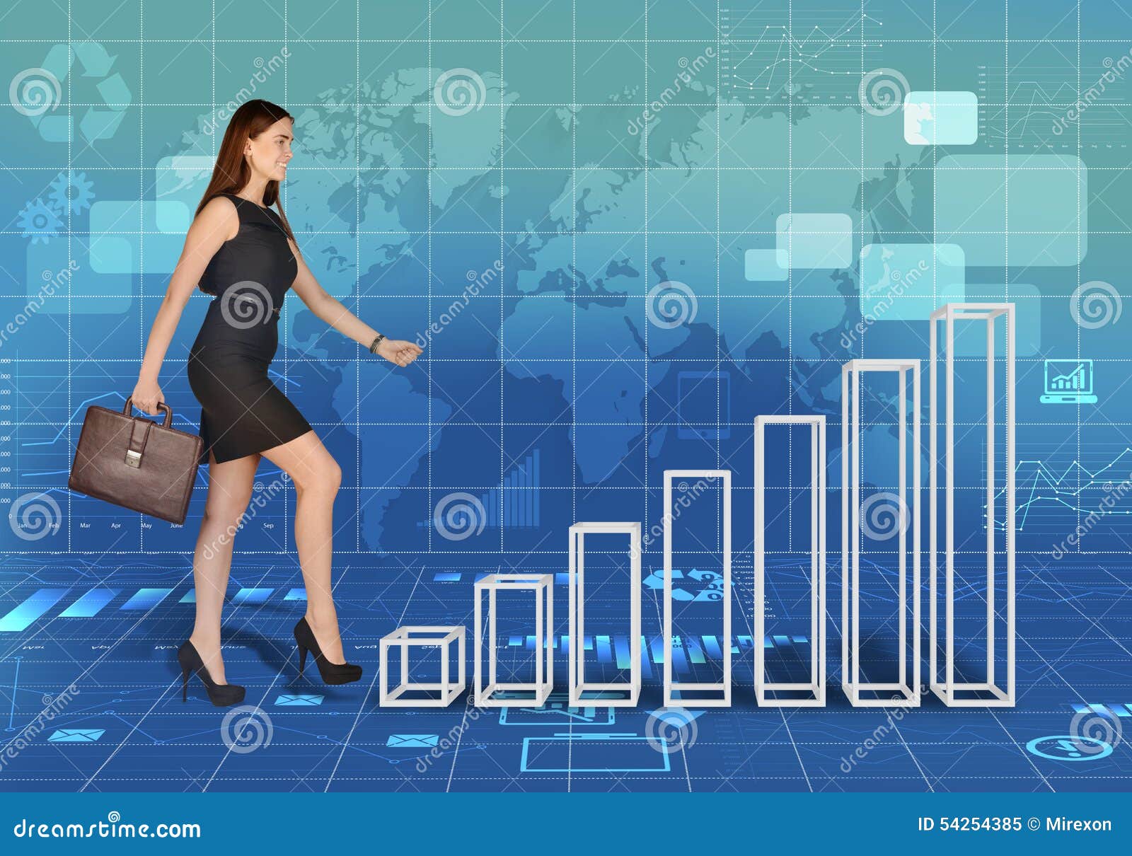 Girl Holding Bag Stepping Bar Graph Stock Photos - Free & Royalty-Free ...