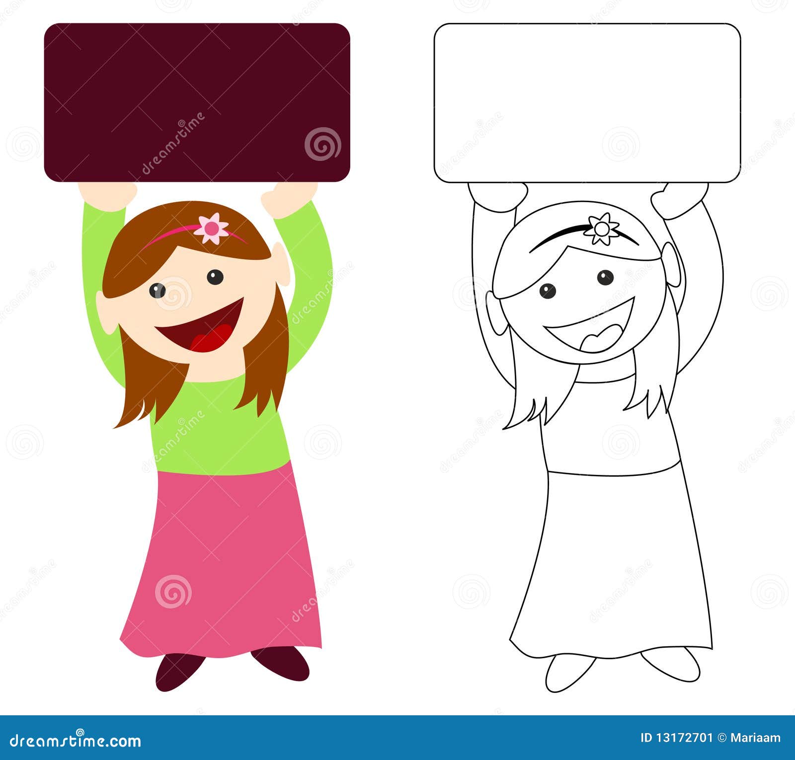 Girl Holding Blank Sign Cartoon Vector | CartoonDealer.com #13172701