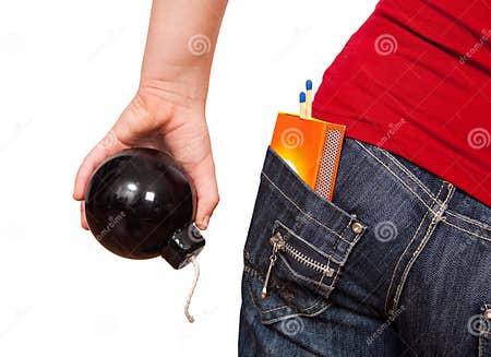 Girl holding bomb stock photo. Image of warning, aggression - 11142658