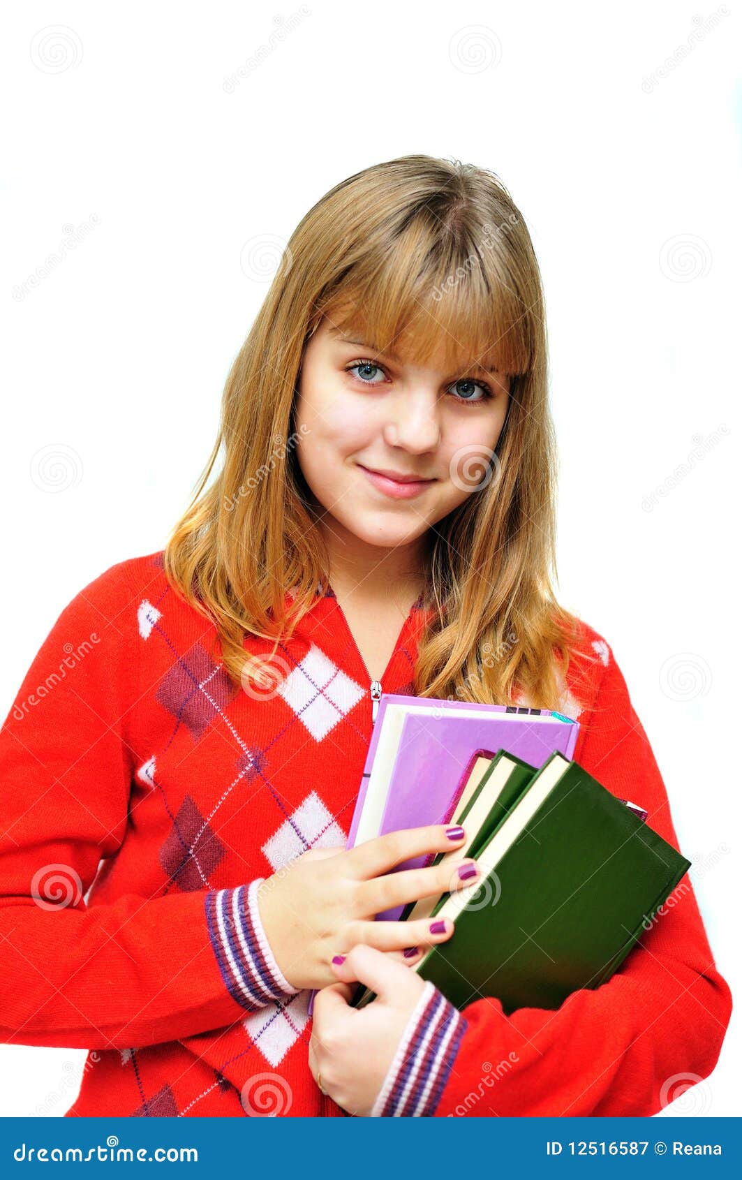 Girl holding books stock image. Image of book, child - 12516587