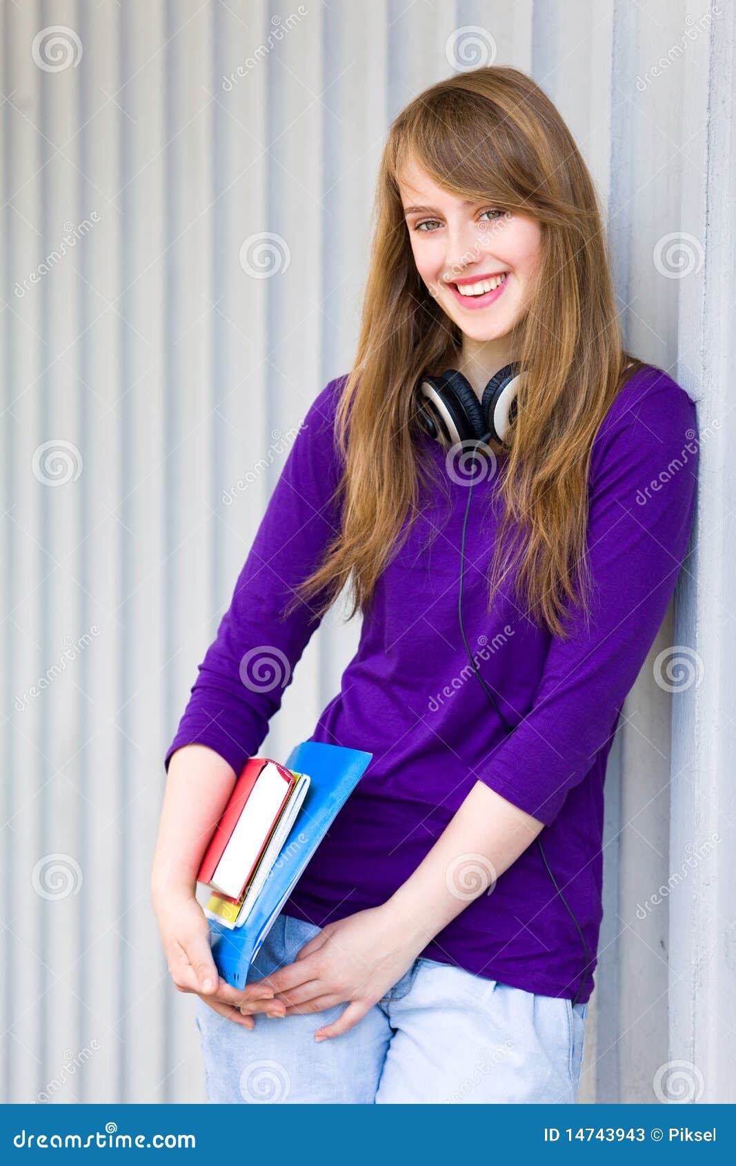 Girl holding books stock image. Image of caucasian, teen - 14743943