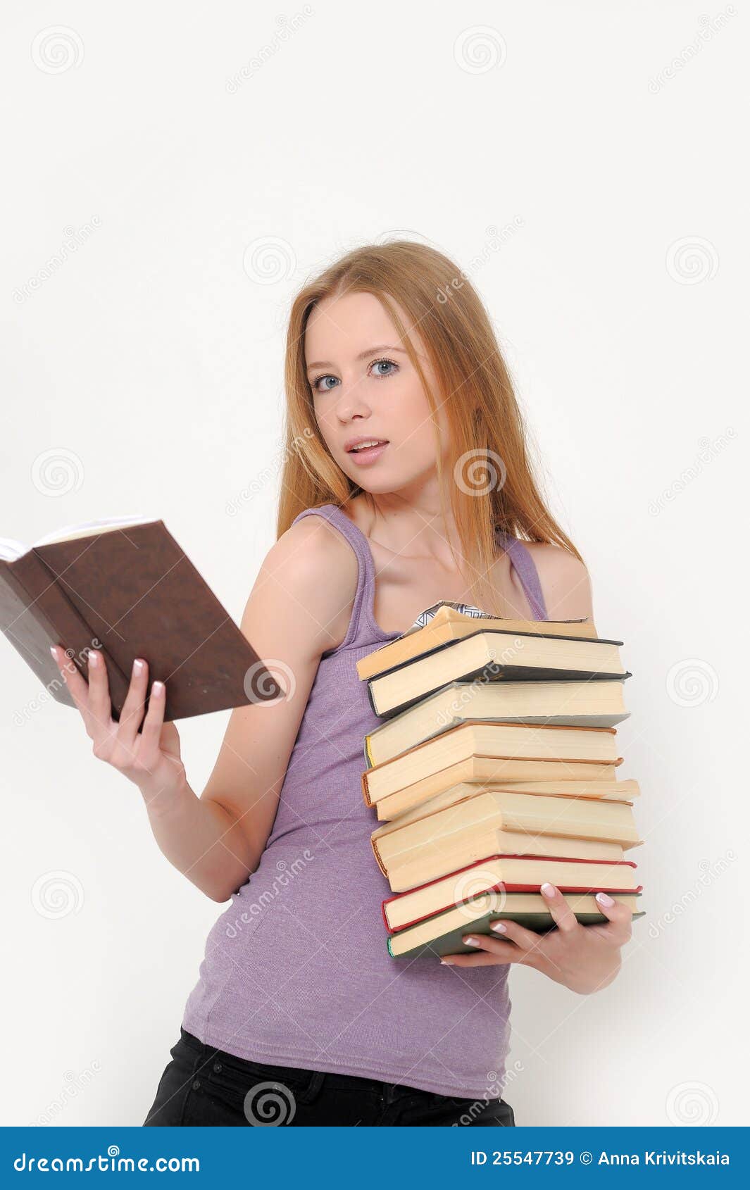 Girl holding books stock image. Image of books, female - 25547739