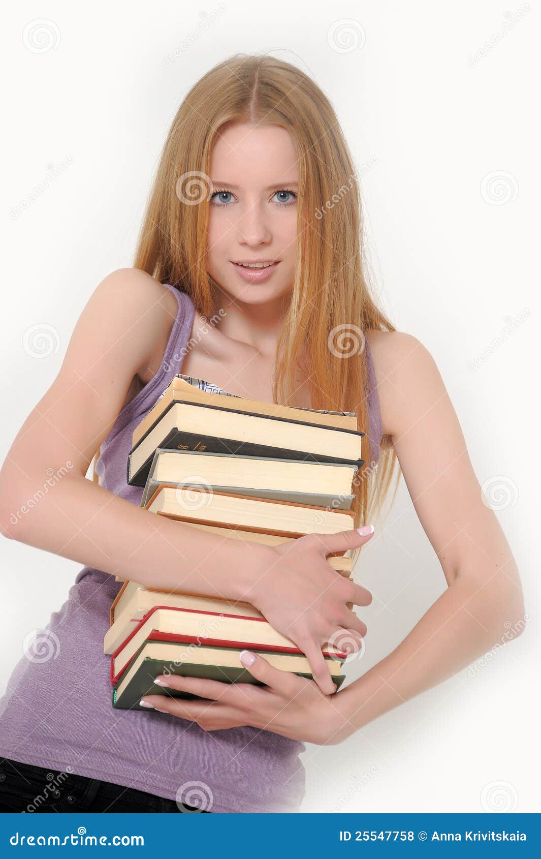 Girl holding books stock photo. Image of blonde, hair - 25547758