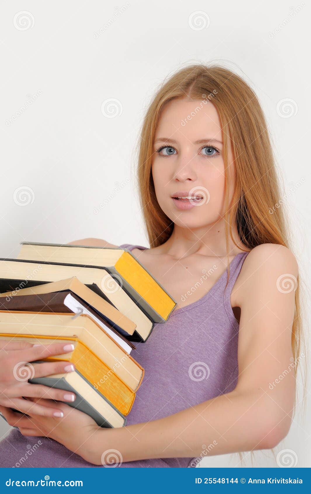 Girl holding books stock photo. Image of beauty, happy - 25548144