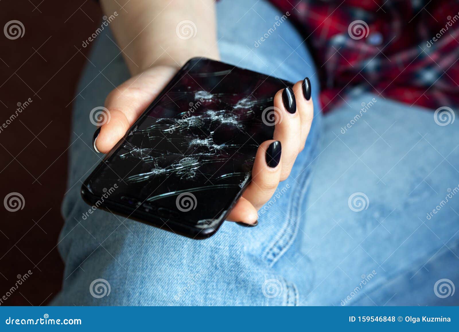 Broken Cell Phone With Display Damage And Splintered Display To ...