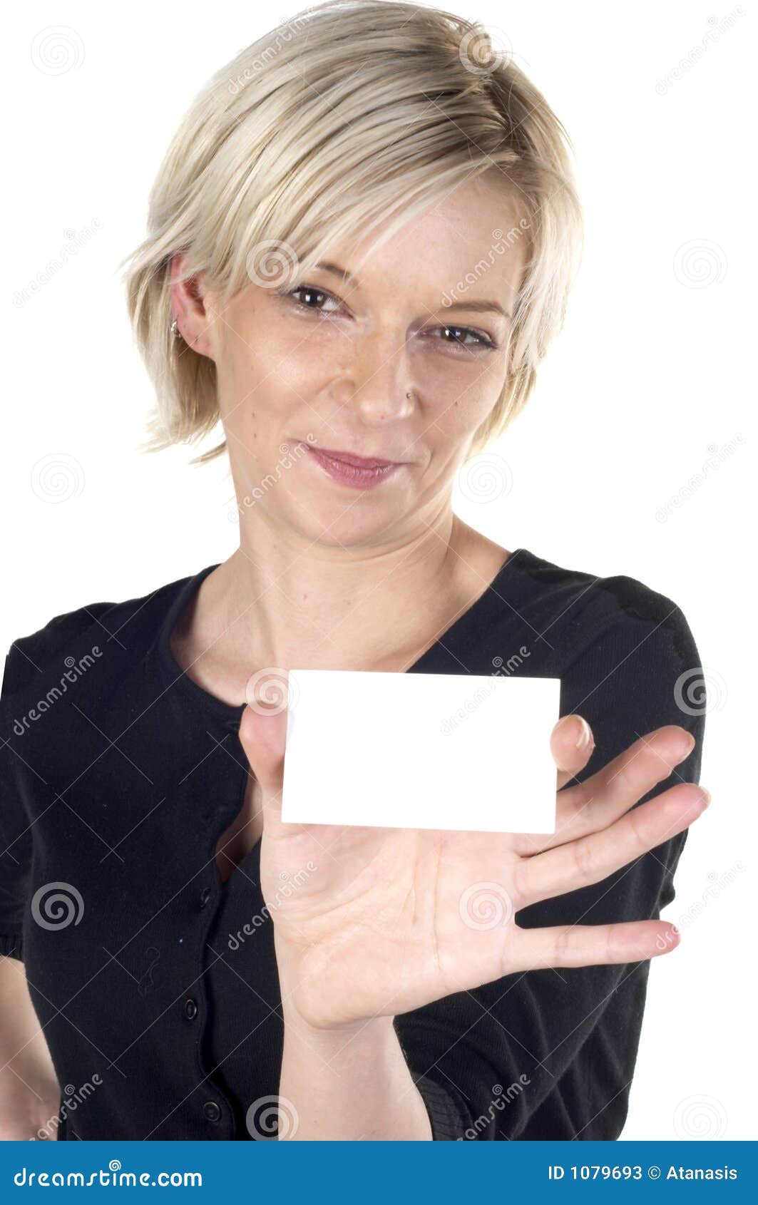 Girl Holding Card stock image. Image of relaxed, natural - 1079693