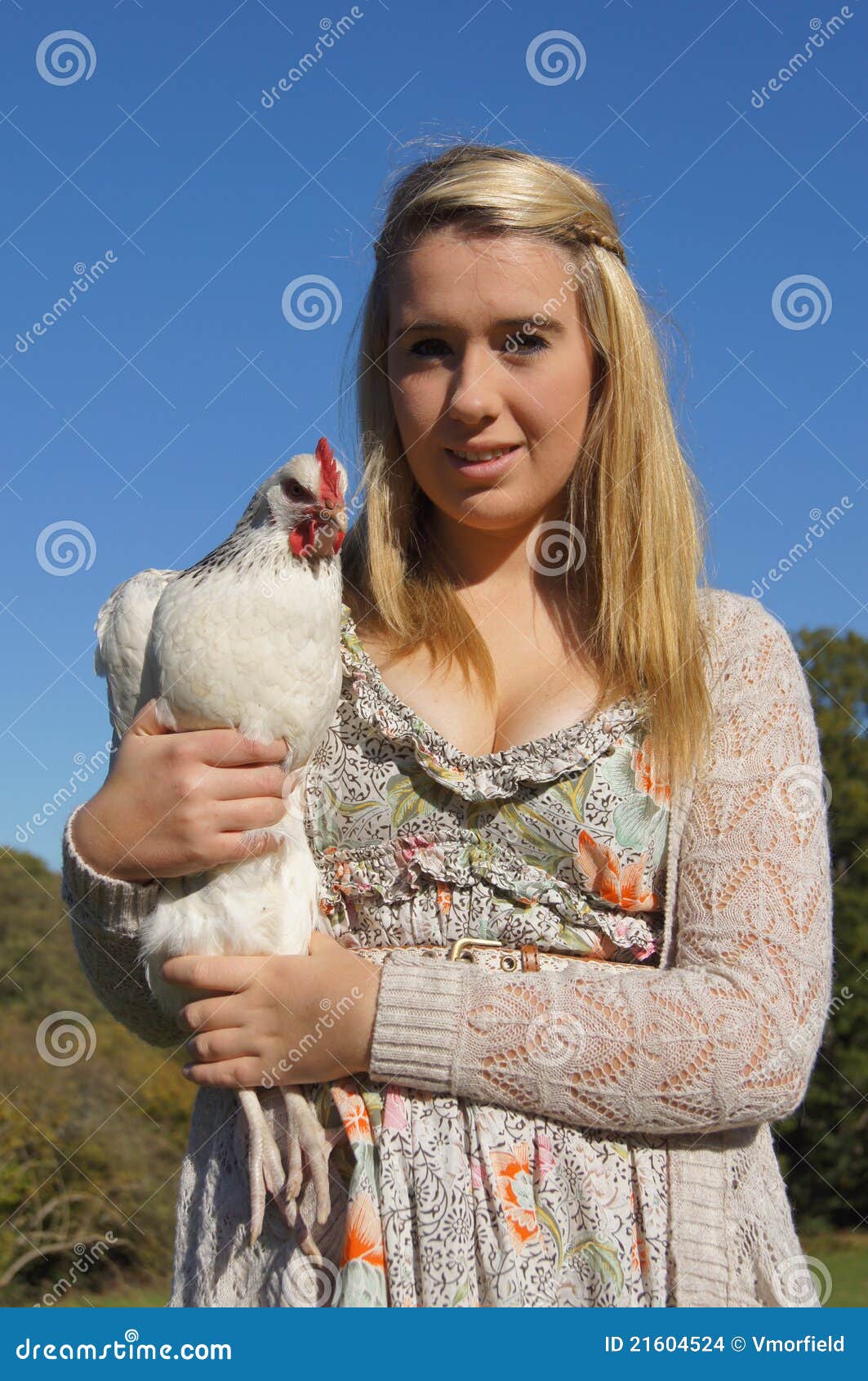 Fat Girl Holding A Chicken