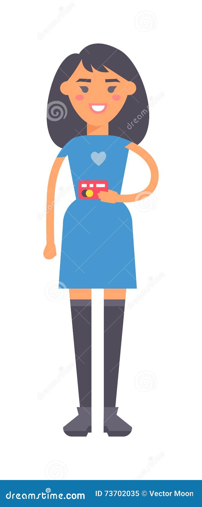 Girl Holding Credit Card Vector Illustration. Stock Vector ... Girl Holding Credit Card Vector Illustration. Stock Vector ...