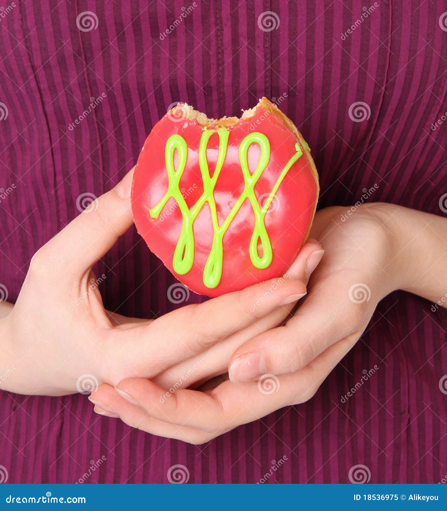 Girl holding donut stock image. Image of purple, closeup - 18536975