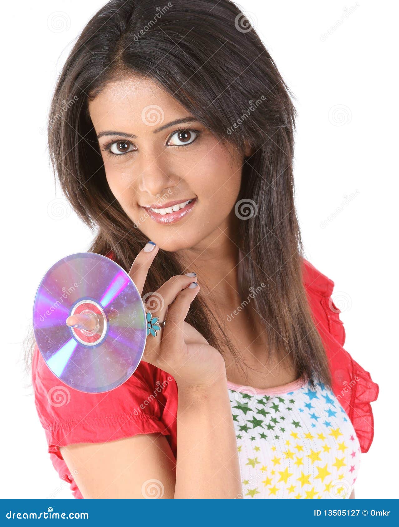Girl holding a dvd stock image. Image of lips, happy - 13505127