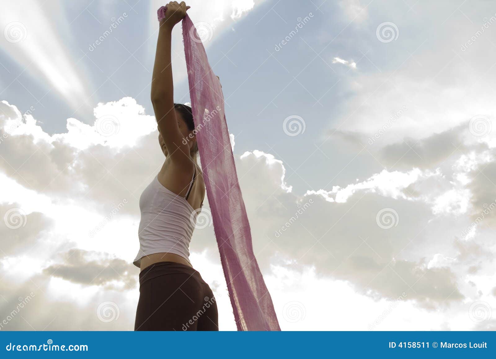 Girl holding a fabric stock image. Image of cloth, sunbeams - 4158511