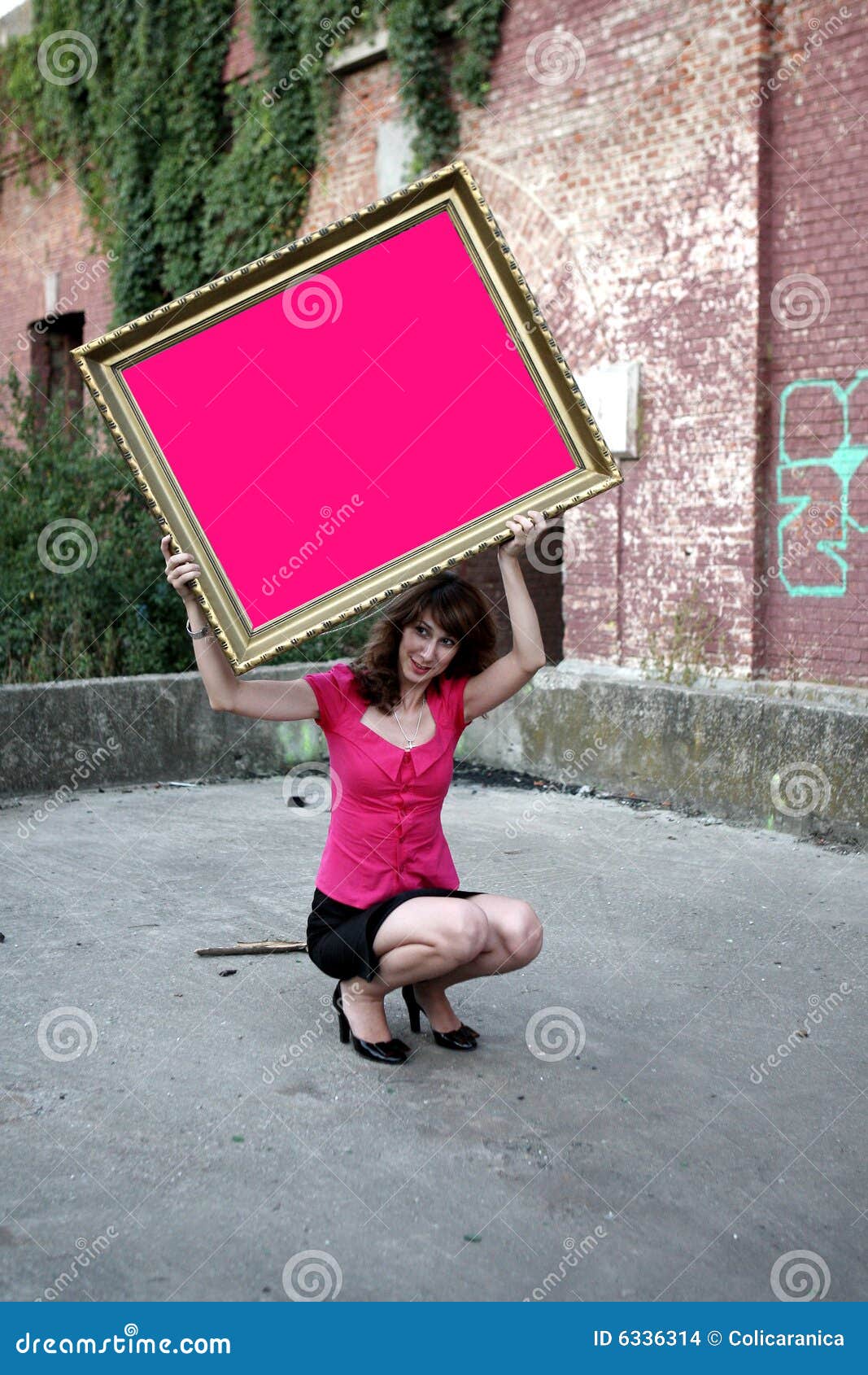 Girl holding a frame stock photo. Image of office, girls - 6336314