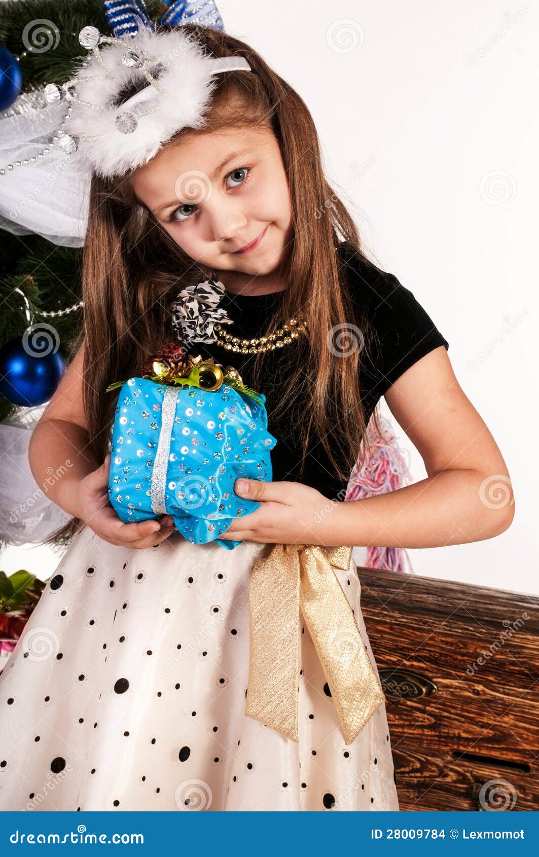Girl holding a gift stock photo. Image of beautiful, portrait - 28009784