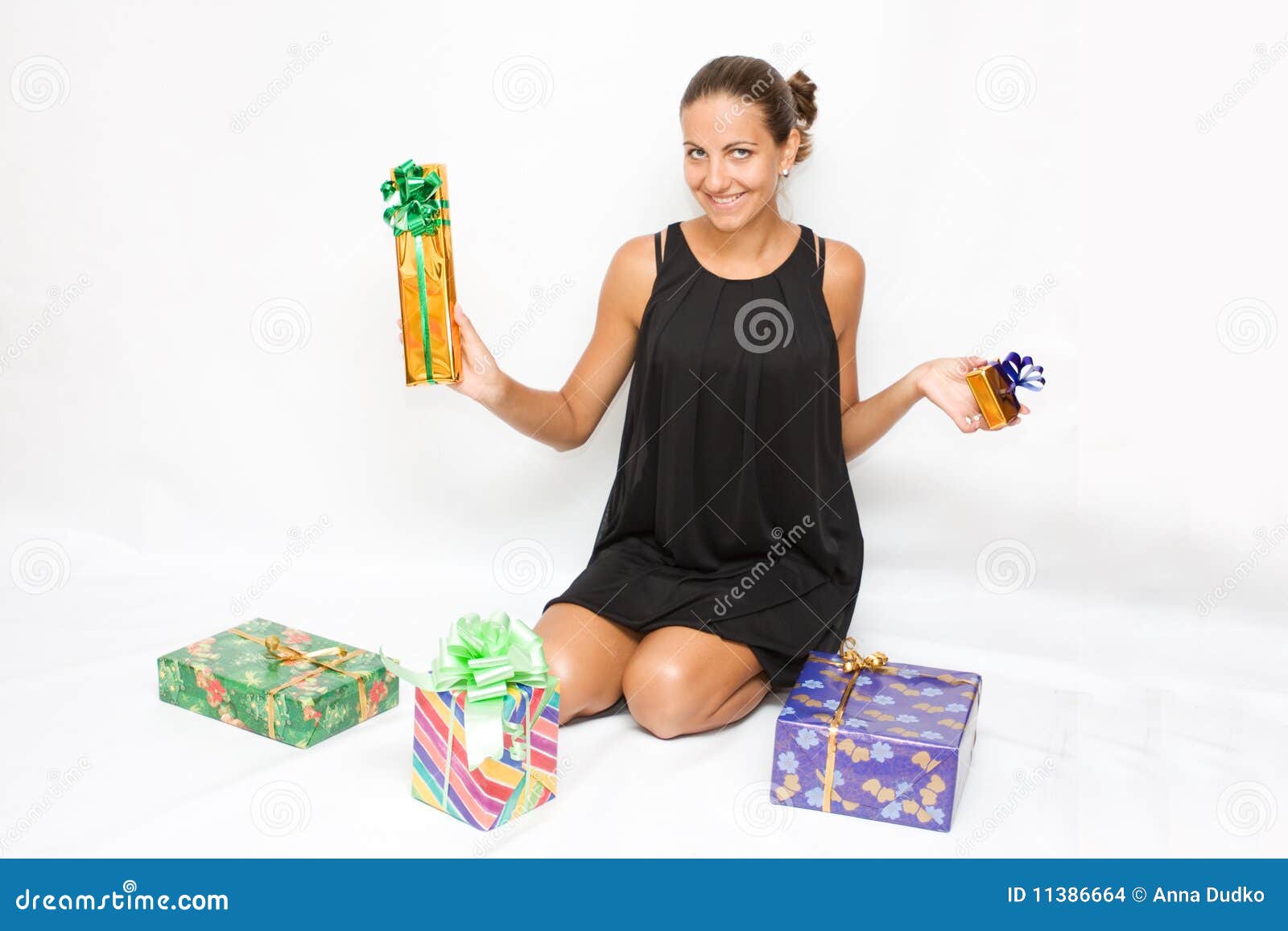 Girl holding gift boxes stock photo. Image of birthday - 11386664