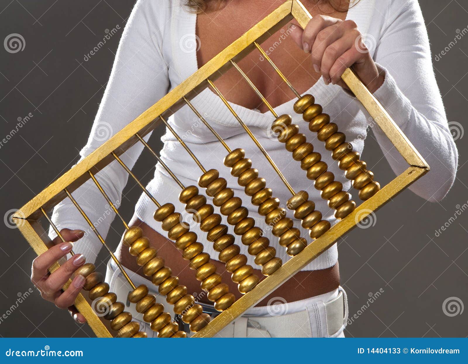Girl Holding a Golden Abacus Stock Image - Image of color, golden: 14404133