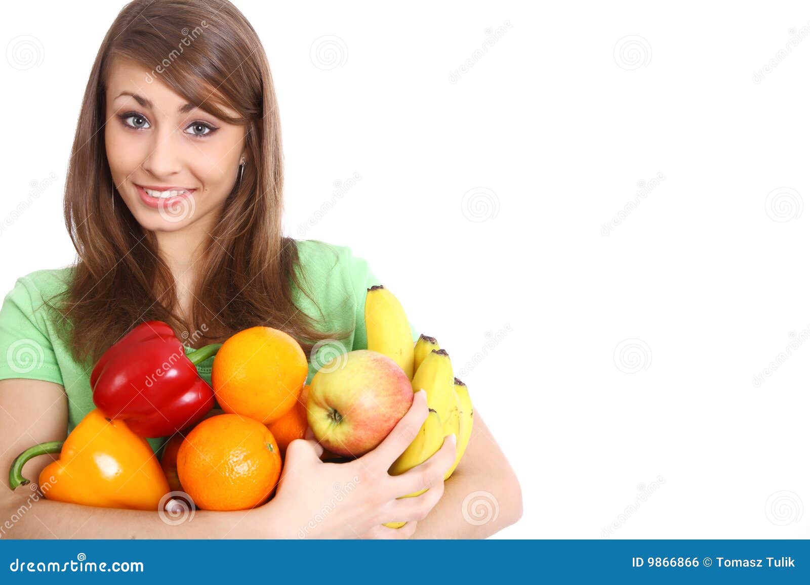 Girl Holding in Hands Full of Different Fruits an Stock Photo - Image ...