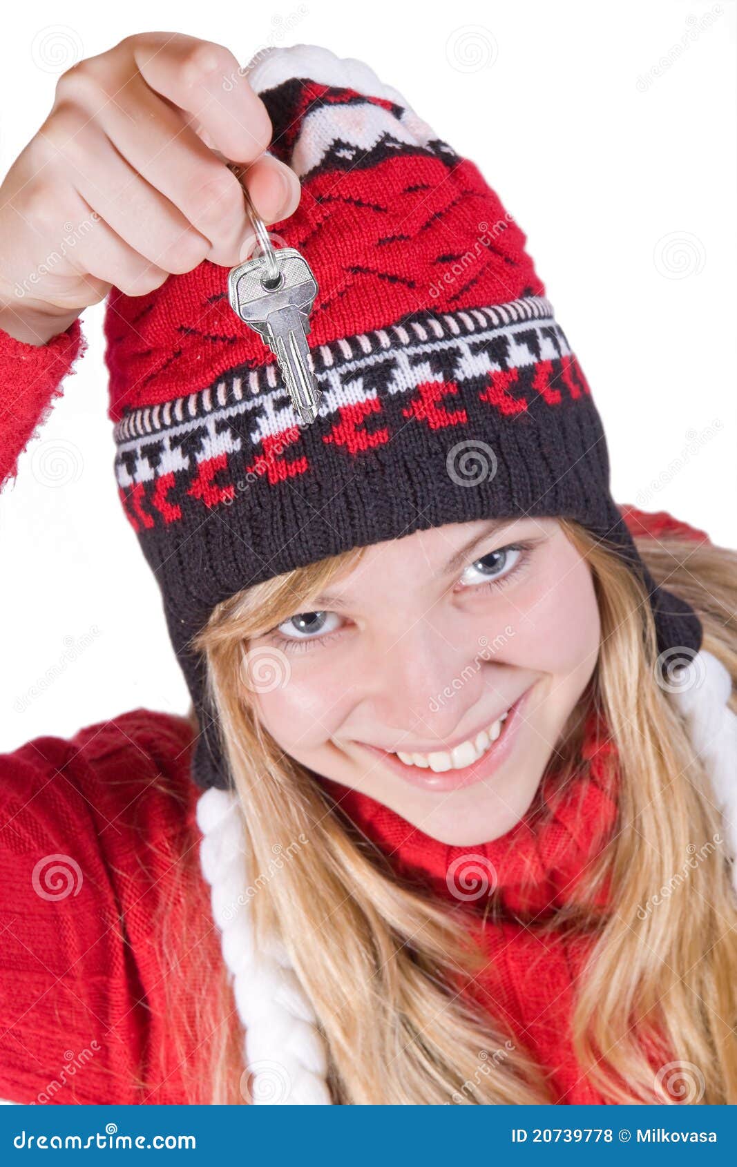 Girl holding keys stock photo. Image of long, blonde - 20739778