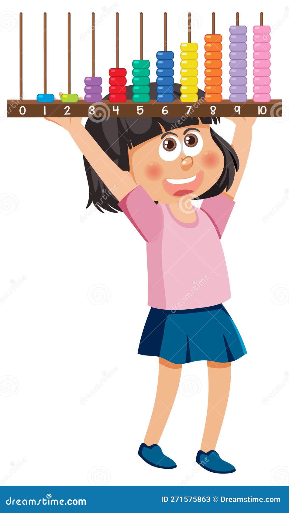 Girl Holding Math Abacus Cartoon Stock Vector - Illustration of number ...