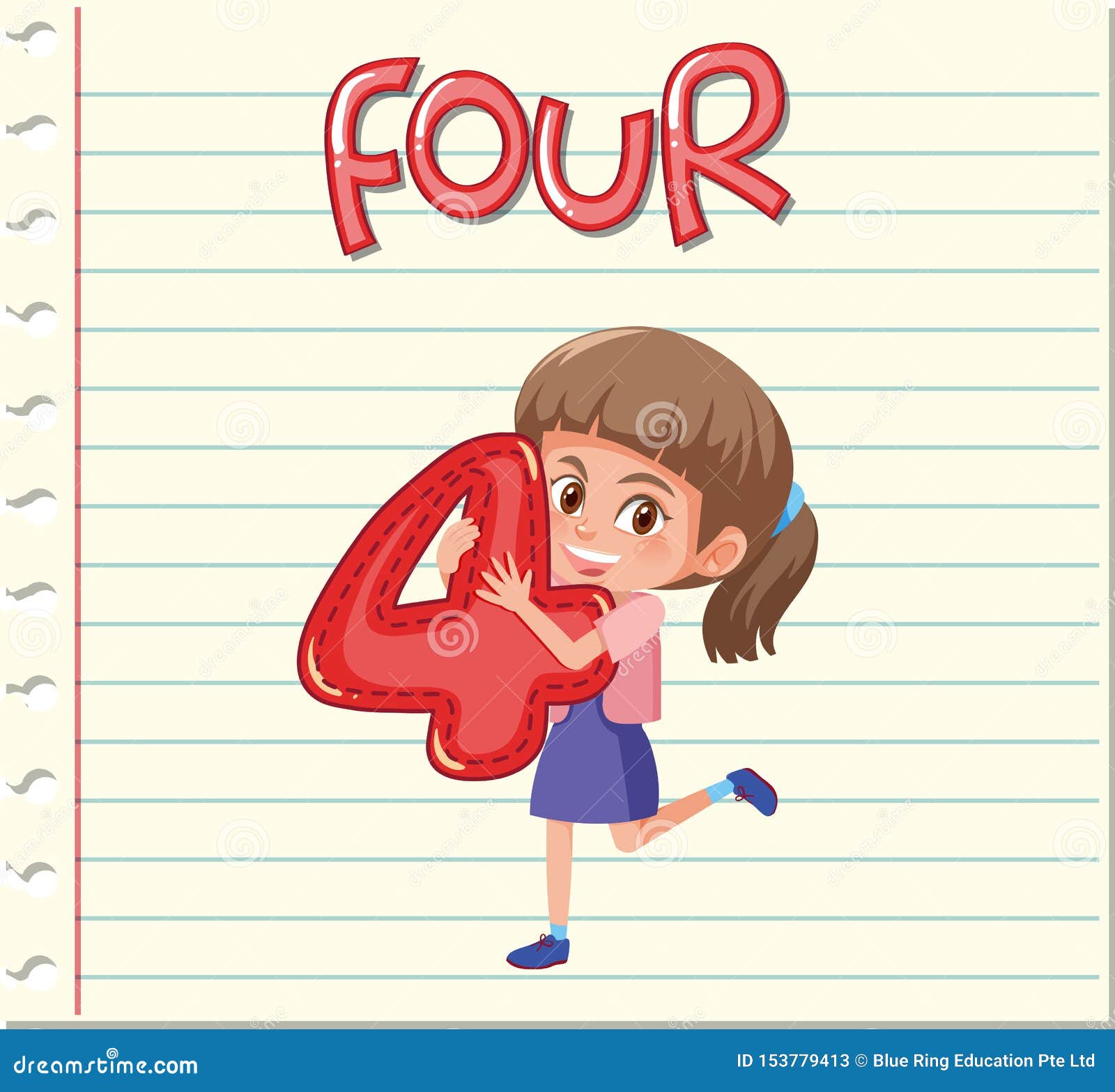 Girl holding the number 4 stock vector. Illustration of clip - 153779413