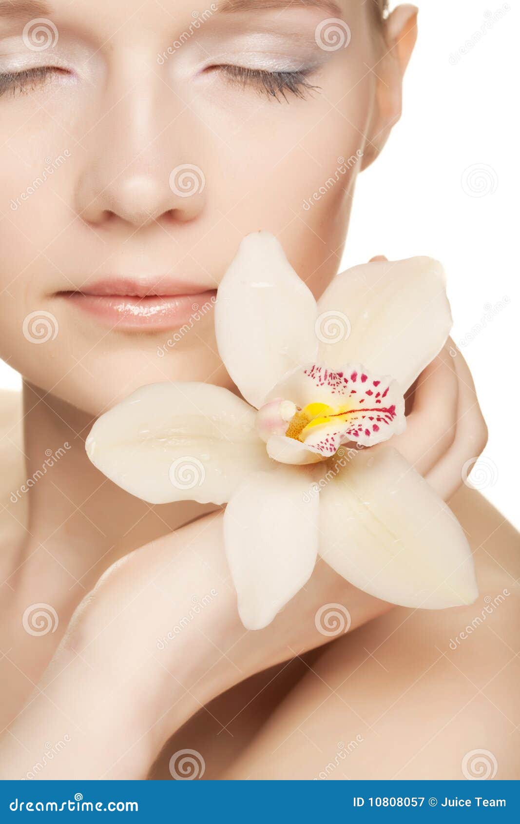 Girl Holding Orchid Flower Stock Image Image Of Adult 10808057