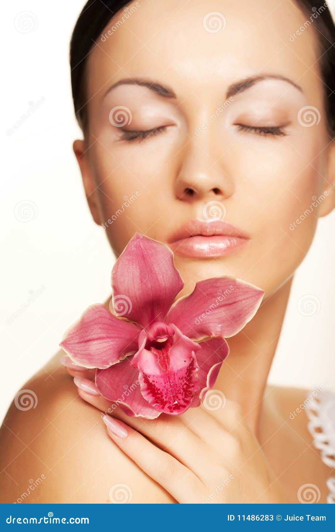 Girl Holding Orchid Flower Stock Image Image Of Bright 11486283