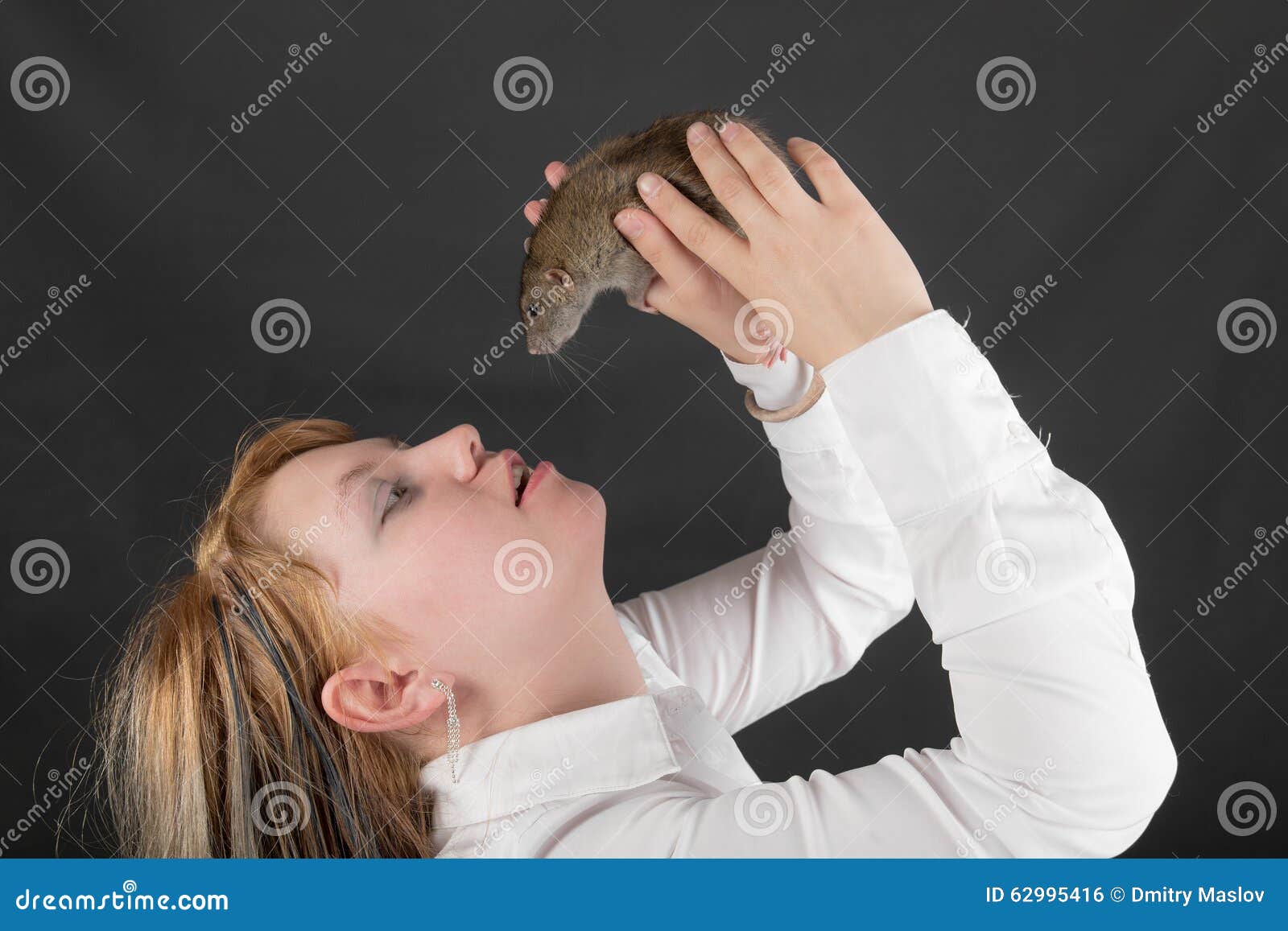Girl holding a pet rat stock photo. Image of person, face - 62995416