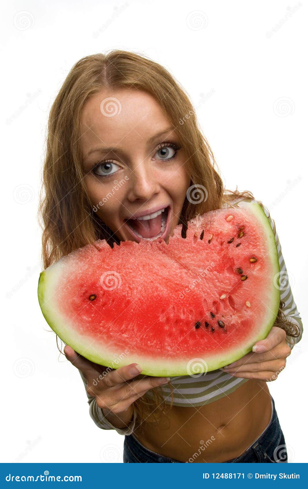 Girl Holding a Piece of Watermelon Stock Image - Image of freckle ...