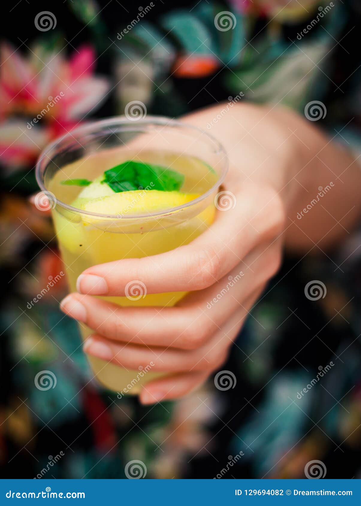 Girl Holding Plastic Cup with Lemonade Stock Photo - Image of liquid ...