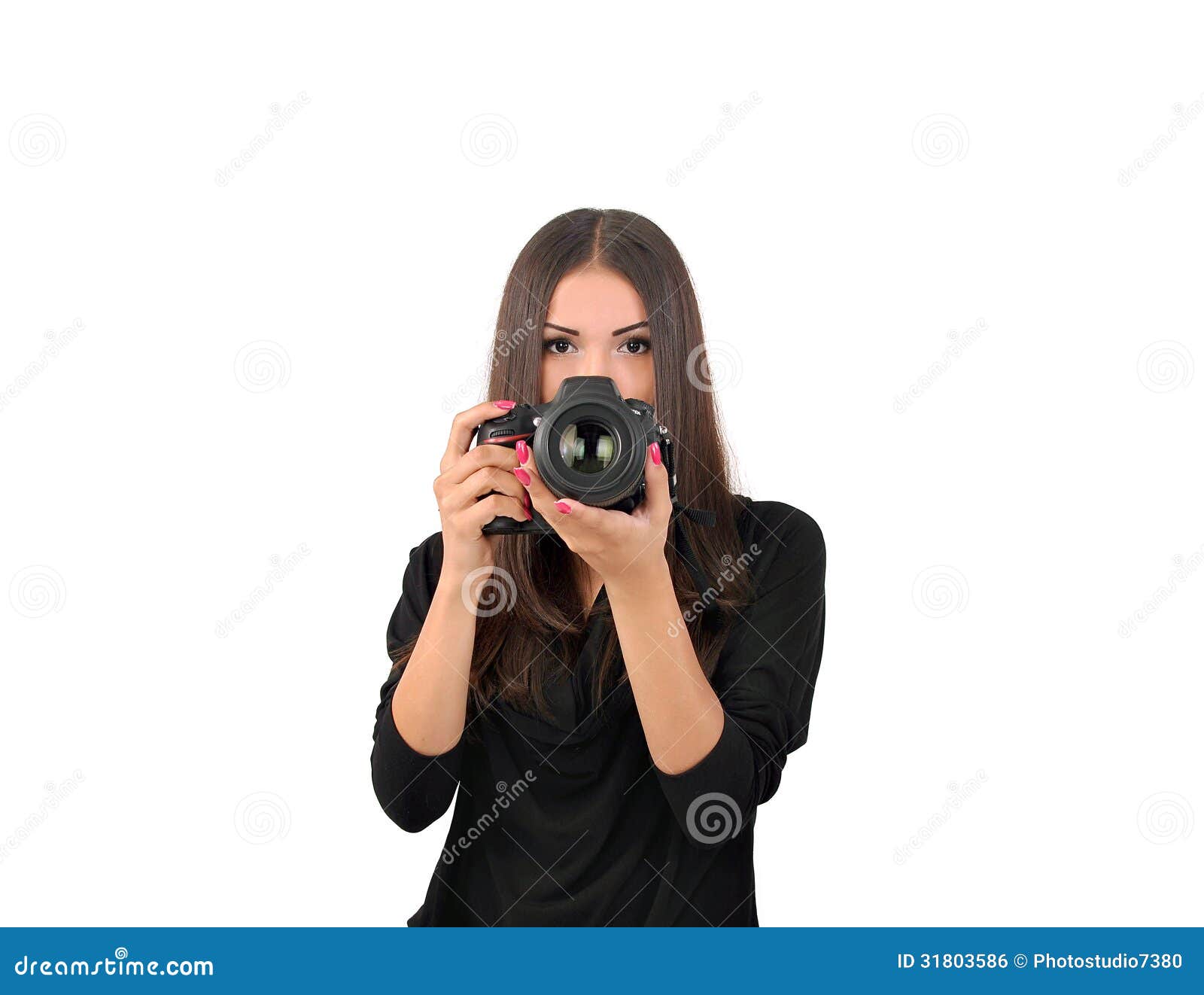 Girl Holding a Professional Camera Stock Photo - Image of background ...