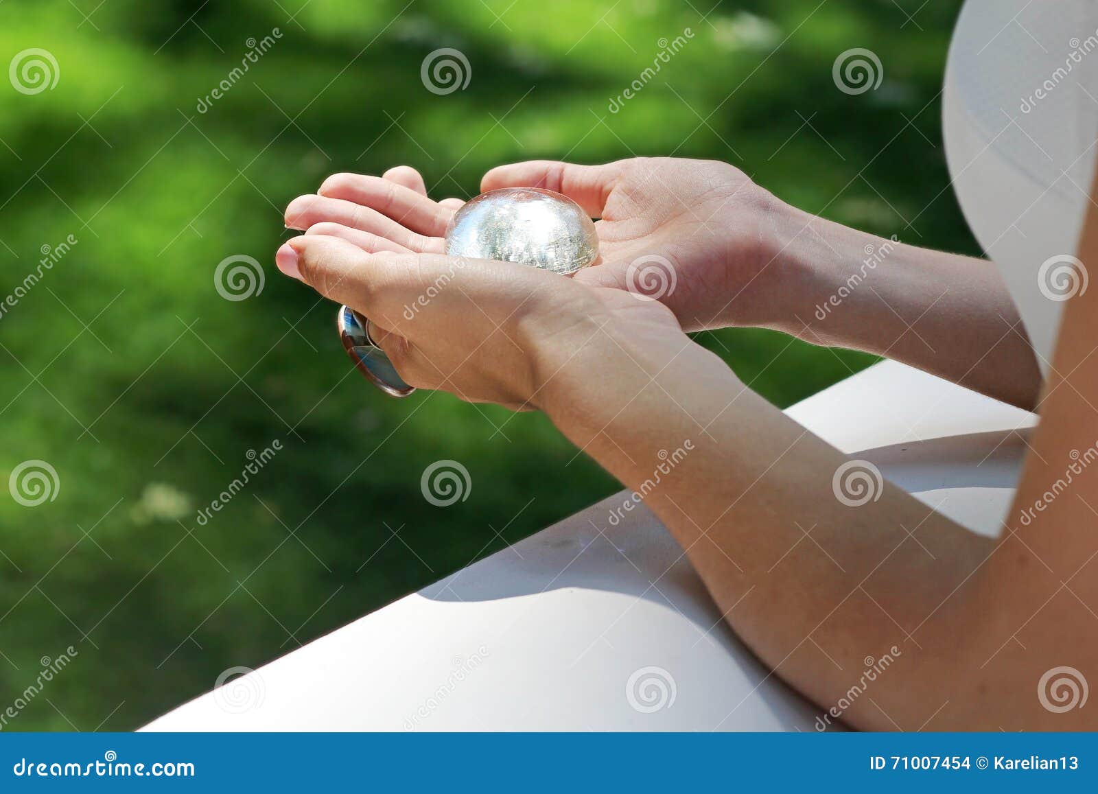 Girl Holding a Pure Water Drop in Hands Stock Photo - Image of ...