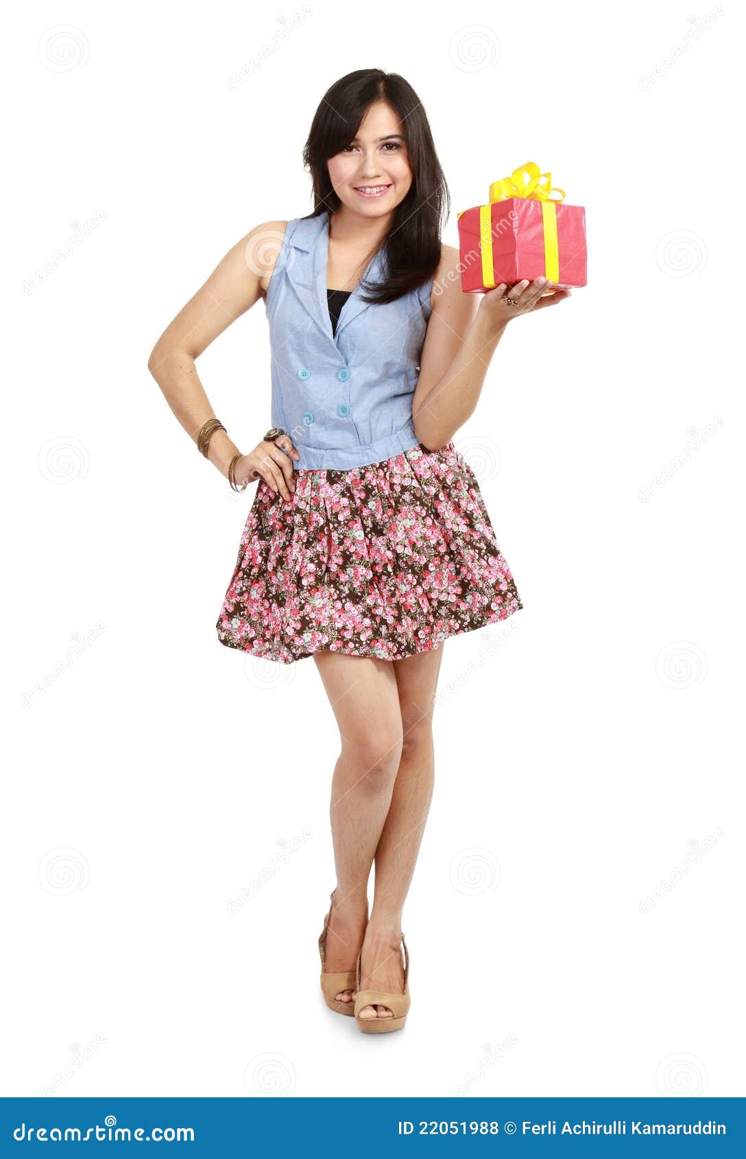 Girl holding the red box stock photo. Image of giving - 22051988