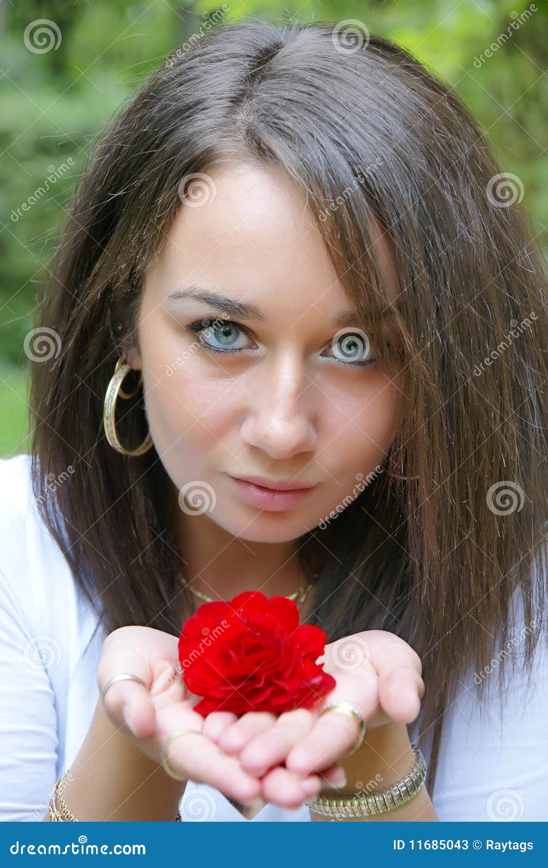 Girl holding a red rose stock image. Image of beauty - 11685043
