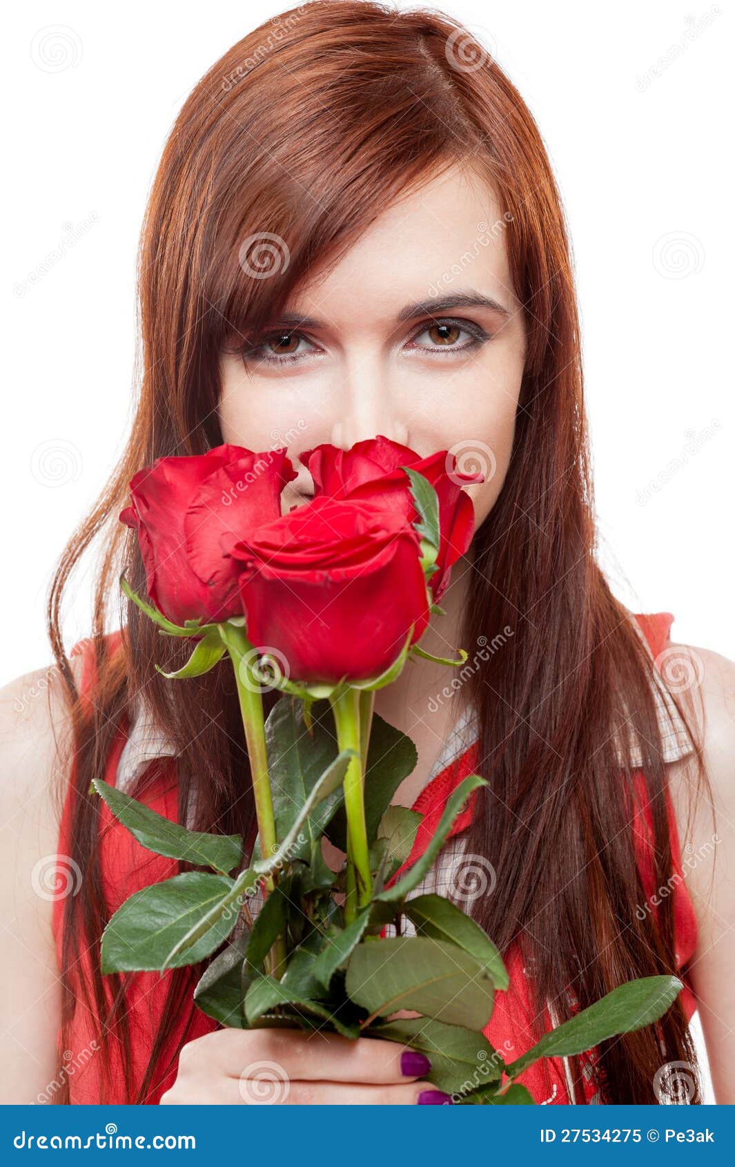 Girl holding red roses stock image. Image of lifestyle - 27534275