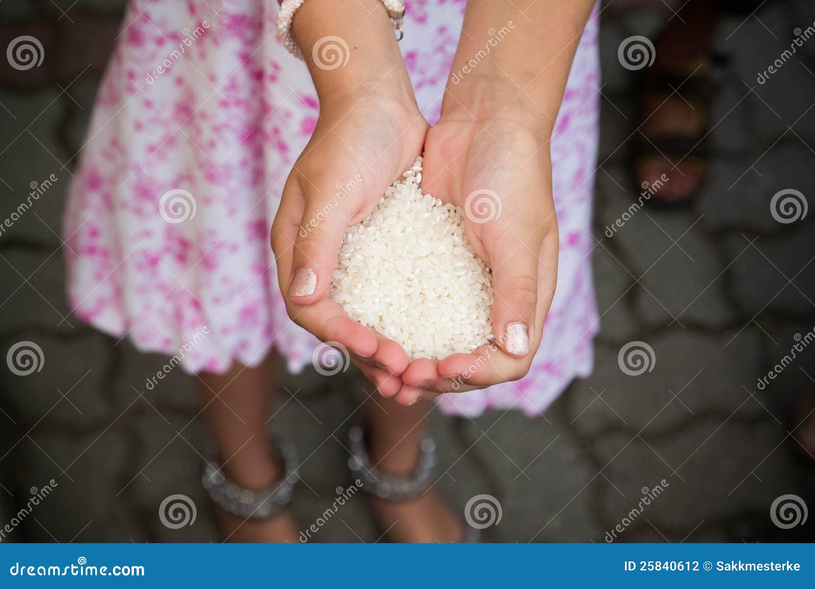 Girl holding rice stock photo. Image of child, serving - 25840612