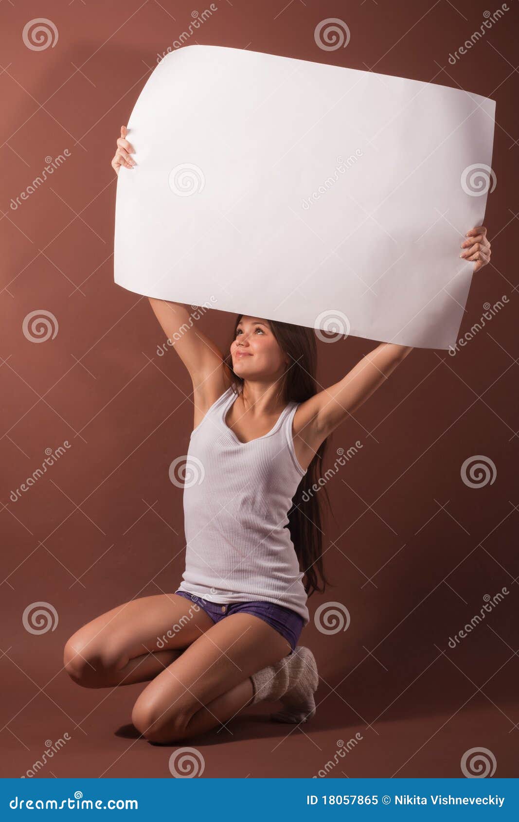 Girl Holding a Sheet of Paper Stock Image - Image of glamour ...