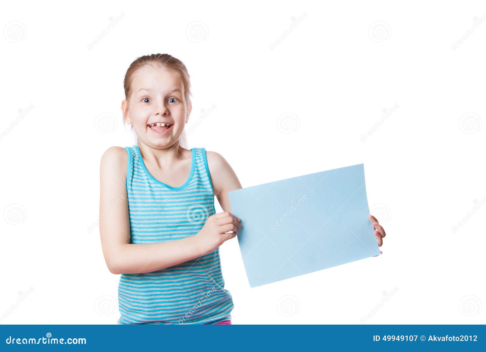 Girl Holding a Sheet of Paper Stock Image - Image of advertisement ...