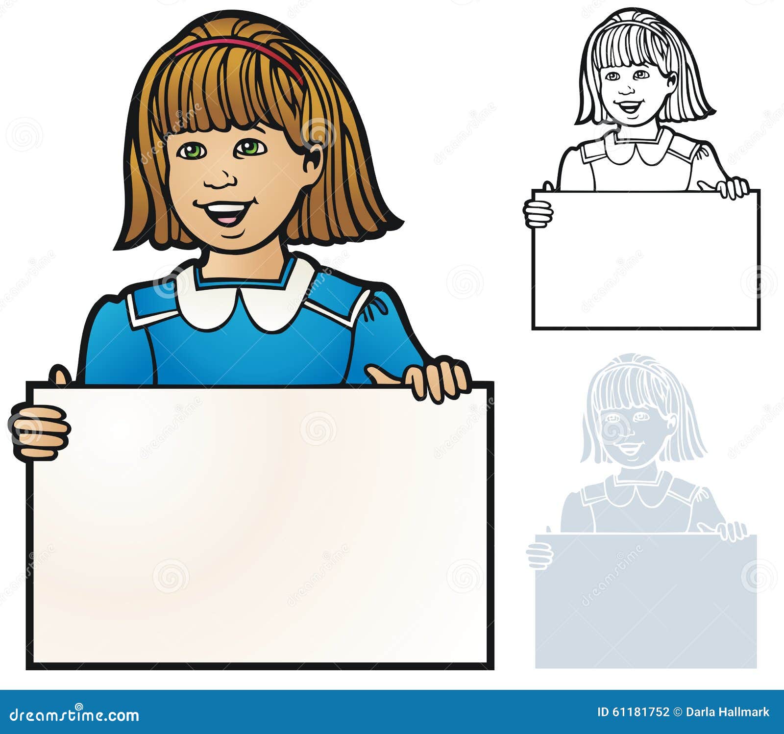 Girl Holding a Sign stock vector. Illustration of girl - 61181752