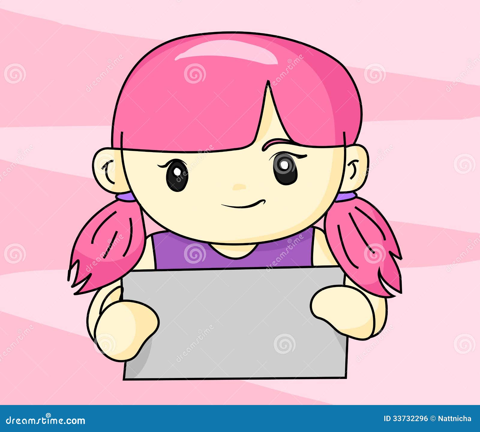 Girl holding a sign. stock vector. Illustration of presentation - 33732296