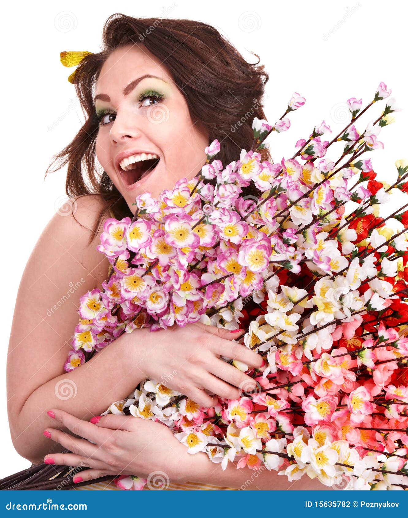 Girl Holding Spring Flower. Stock Photo - Image of cheerful, holding ...